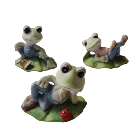 Homco | Accents | Vintage Homco Frogs On Lily Pads With Insects ...